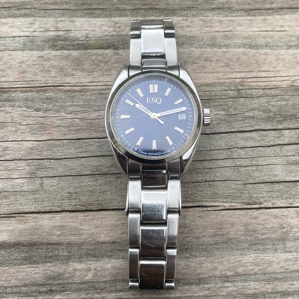 Esq Movado Woman’s Watch Swiss Movement Silver Blue S… - Gem